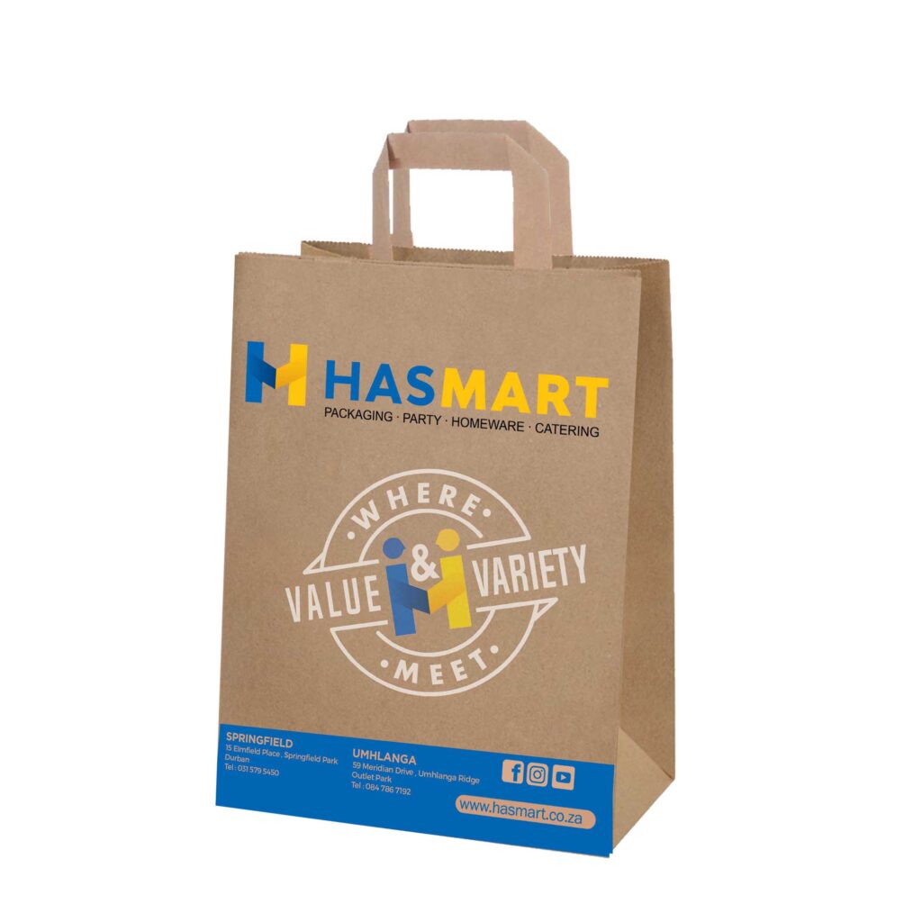 PAPER CARRIER BAG "HASMART" WITH HANDLE 390x320x160 - Hasmart