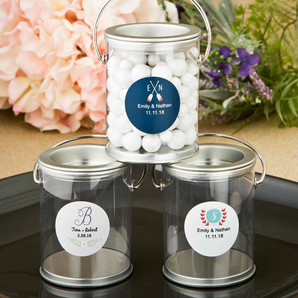 PVC CYLINDER WITH SILVER LID + HANDLES 5x7cm (1x12) - Hasmart