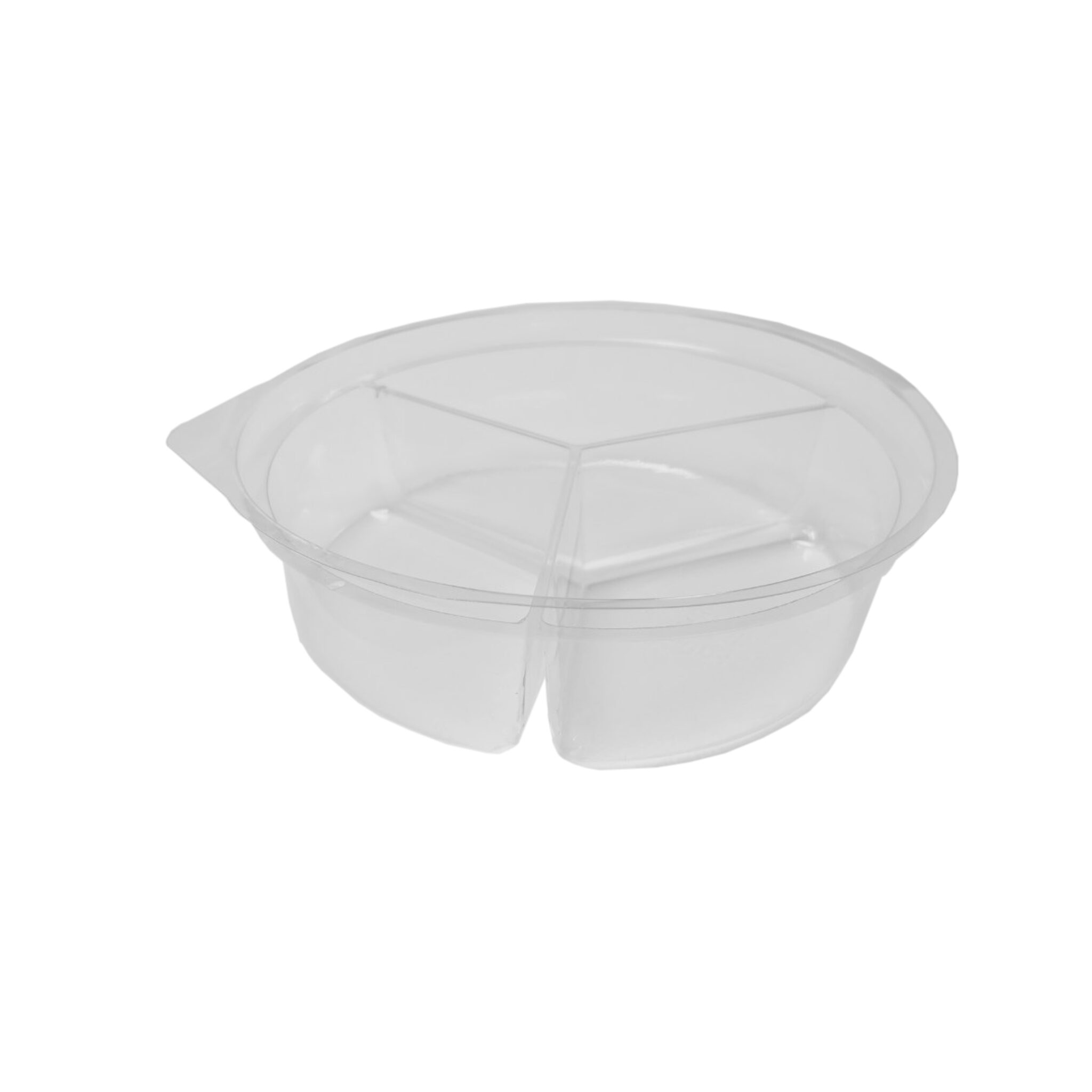 PLASTIC CLEAR ROUND 3 DIVISION & LID 185 d x50mm S396 - Hasmart