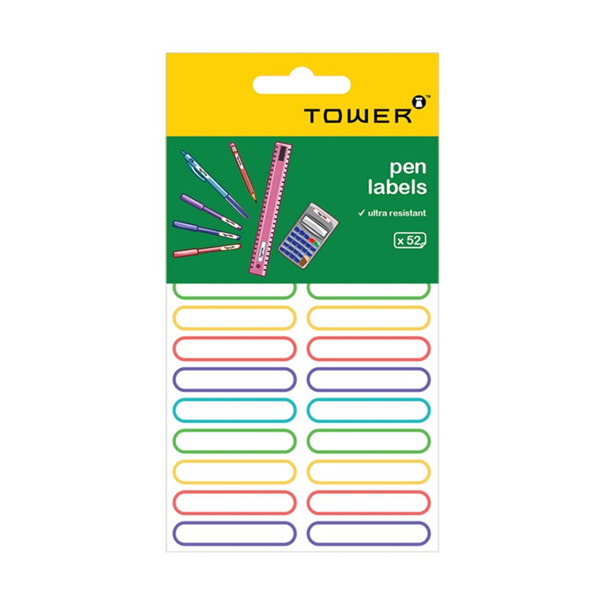 TOWER ULTRA RESISTANT PEN LABELS (52 LABELS) (TBD) - Hasmart