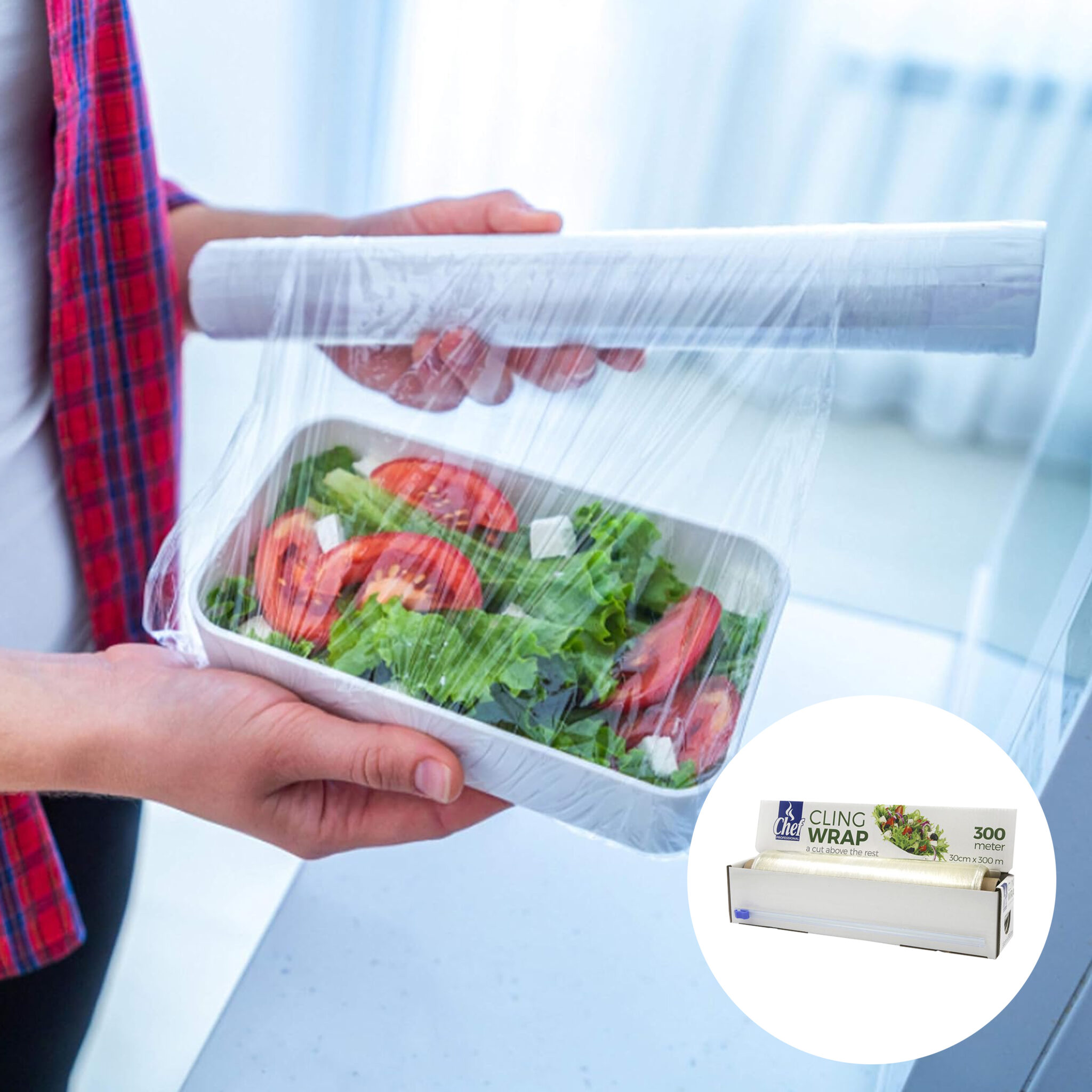 CLING WRAP CHEF PROFESSIONAL WITH CUTTER 300mm X 300mt (TBD) - Hasmart