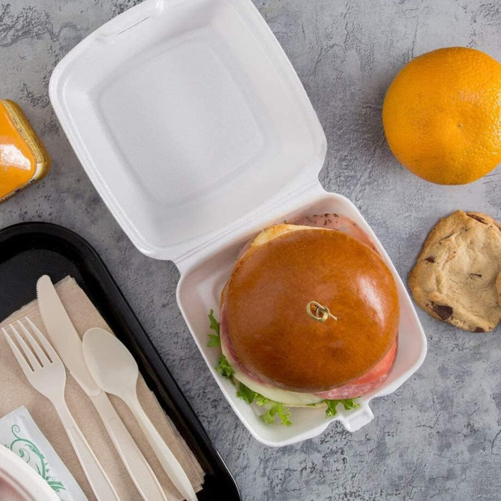 FOAM BURGER BOX #5 WHITE 122x122x64mm - Hasmart