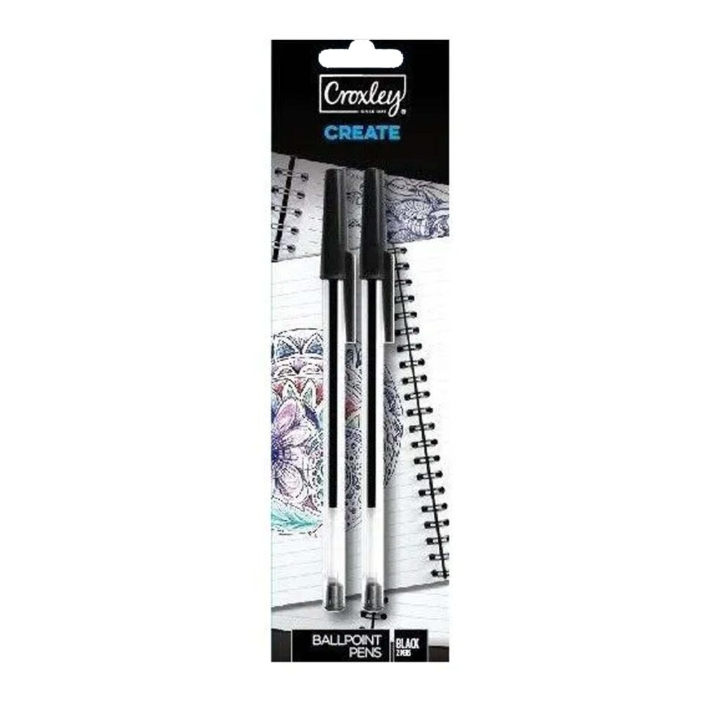 CROXLEY BP PENS BLK 2 PACK CARDED - Hasmart