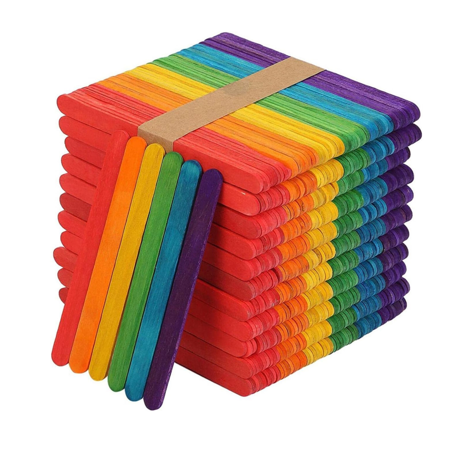 ICE CREAM STICKS ASSORTED COLOURS 10x114mm (1x50) - Hasmart