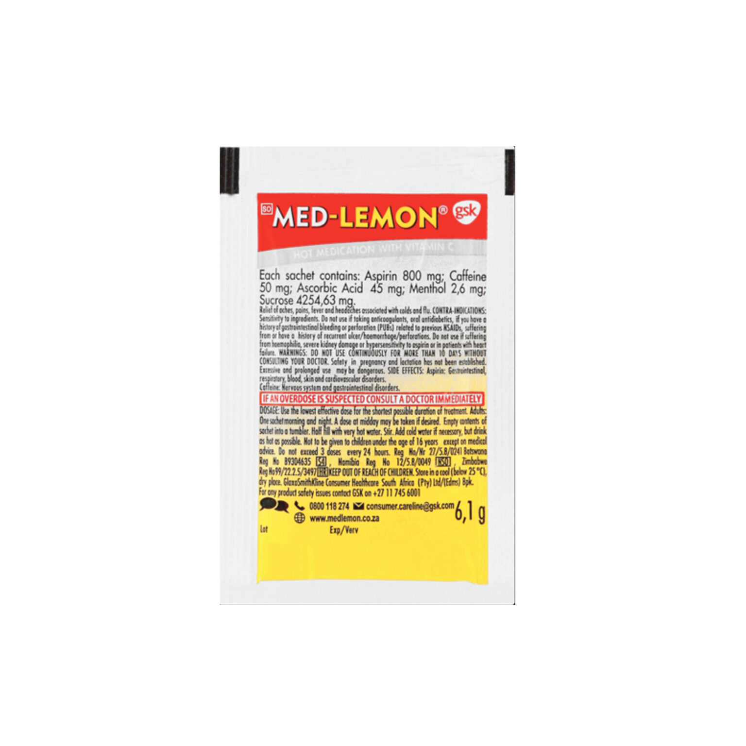 MED LEMON HOT MEDICATION WITH VITAMIN C SACHET 6.1g - Hasmart