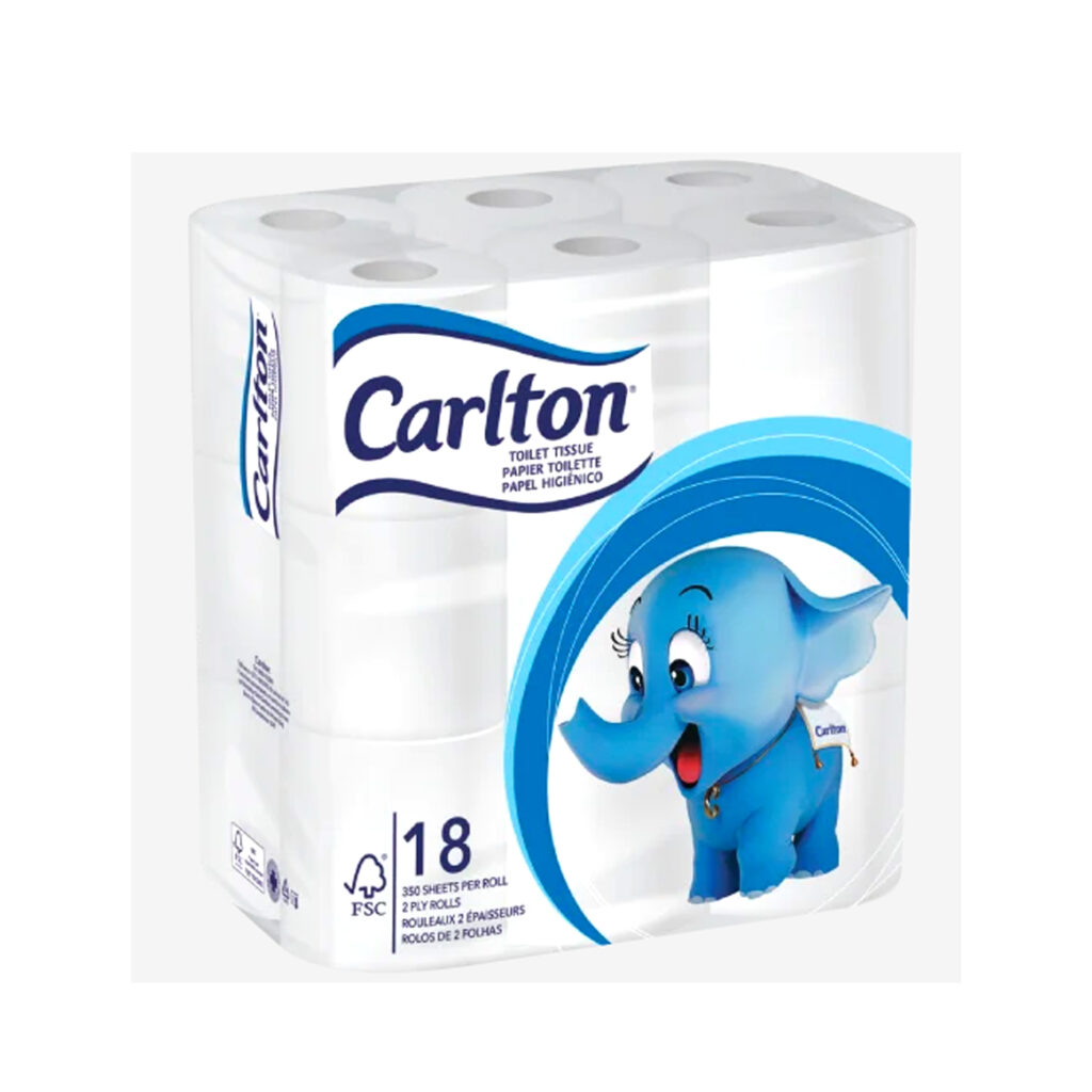 CARLTON TOILET ROLL 2 PLY 350 SHEETS 18s (TBD) - Hasmart