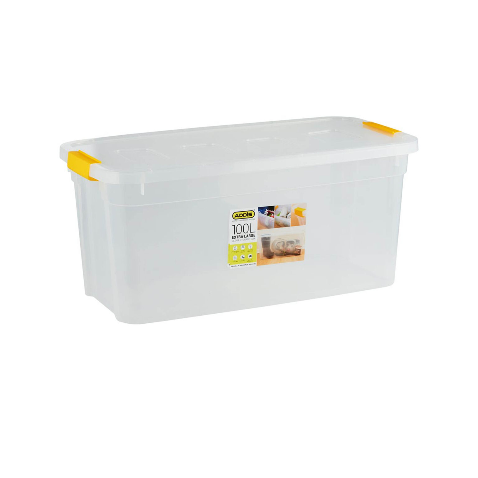 ADDIS CLEAR STORAGE BOX WITH LID 100L - Hasmart