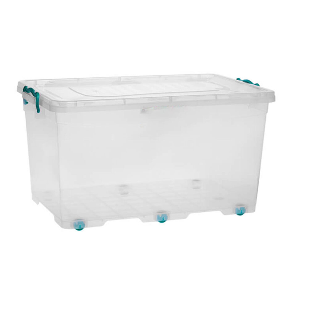 STORAGE CONTAINER WITH WHEELS 50L CLEAR - Hasmart