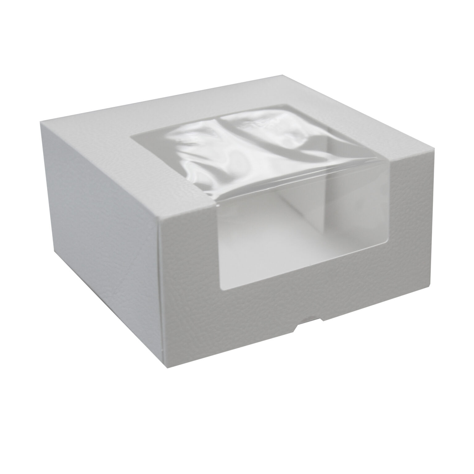 SQUARE GIFT BOX WITH PVC WINDOW 19.5x19.5x10cm PEARL - Hasmart