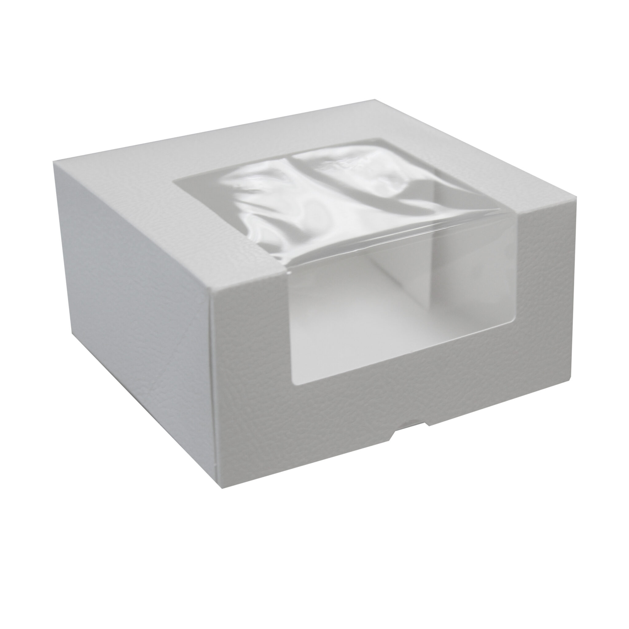 SQUARE GIFT BOX WITH PVC WINDOW 19.5x19.5x10cm PEARL - Hasmart