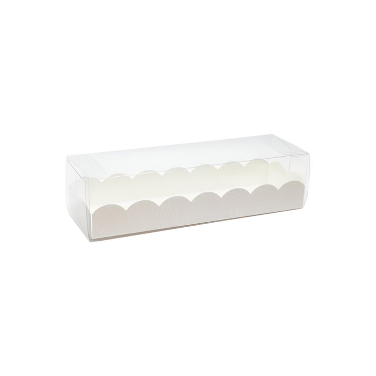 H-SELECT MACARON BOX WHITE BASE PVC LID 16x5x5cm (1x20) - Hasmart